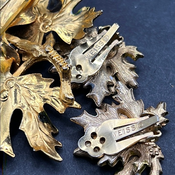 Albert Weiss | Jewelry | Vintage Weiss Enamel Leaf Earrings Brooch ...